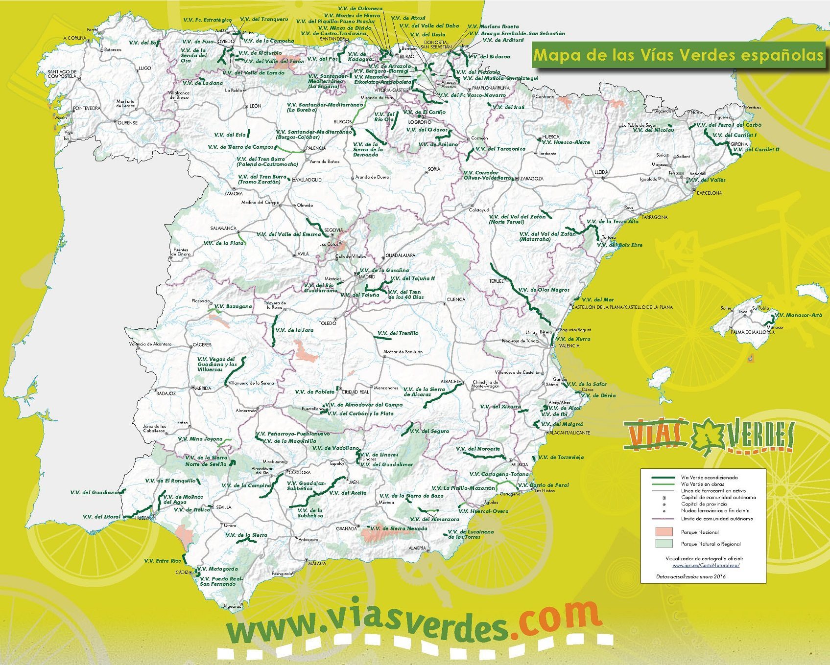 Grandes rutas para cicloturistas, objetivo 2016 Vías Verdes